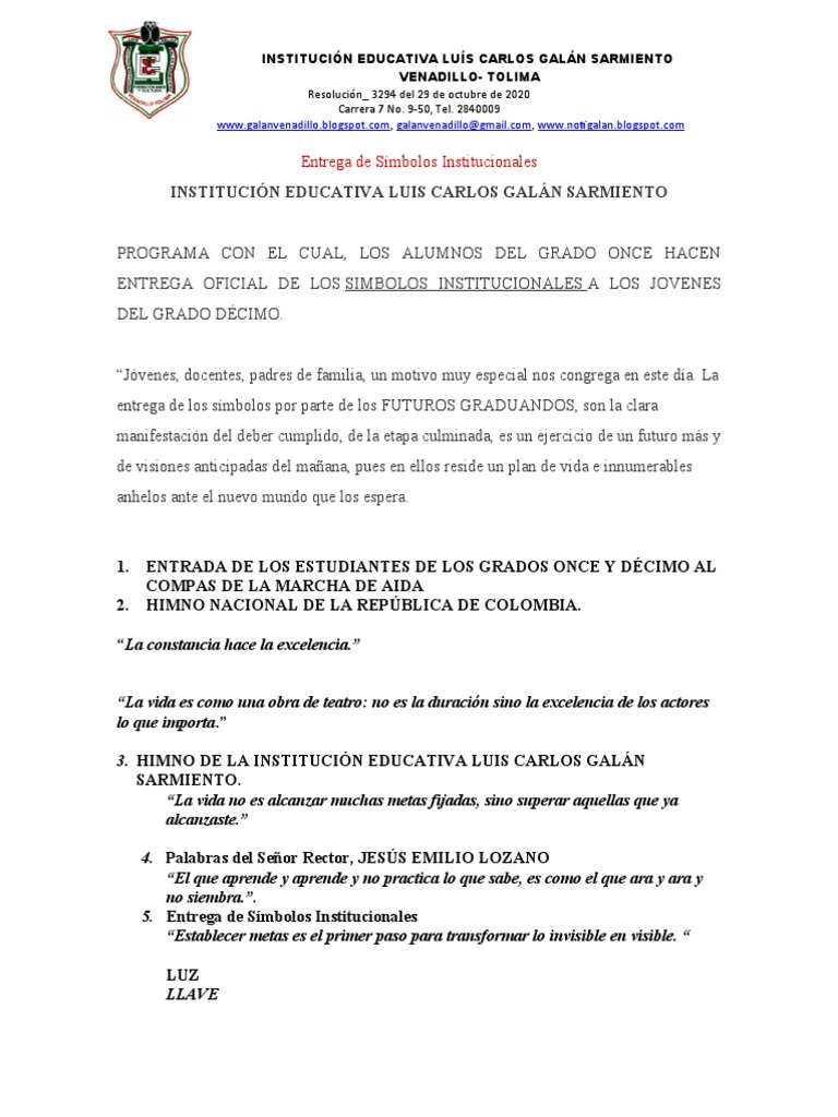 entrEGA DE SÍMBOLOS GRADO 11 Y 10 | PDF