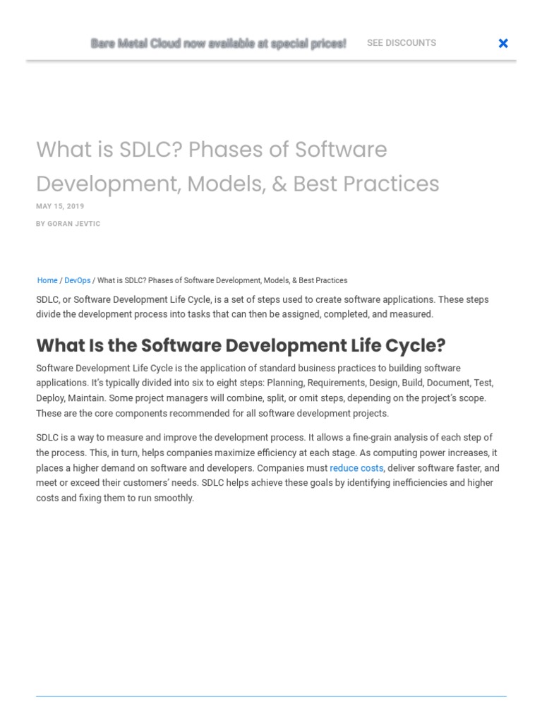 What Is SDLC - Phases of Software Development & Models | PDF | Software Development Process ...