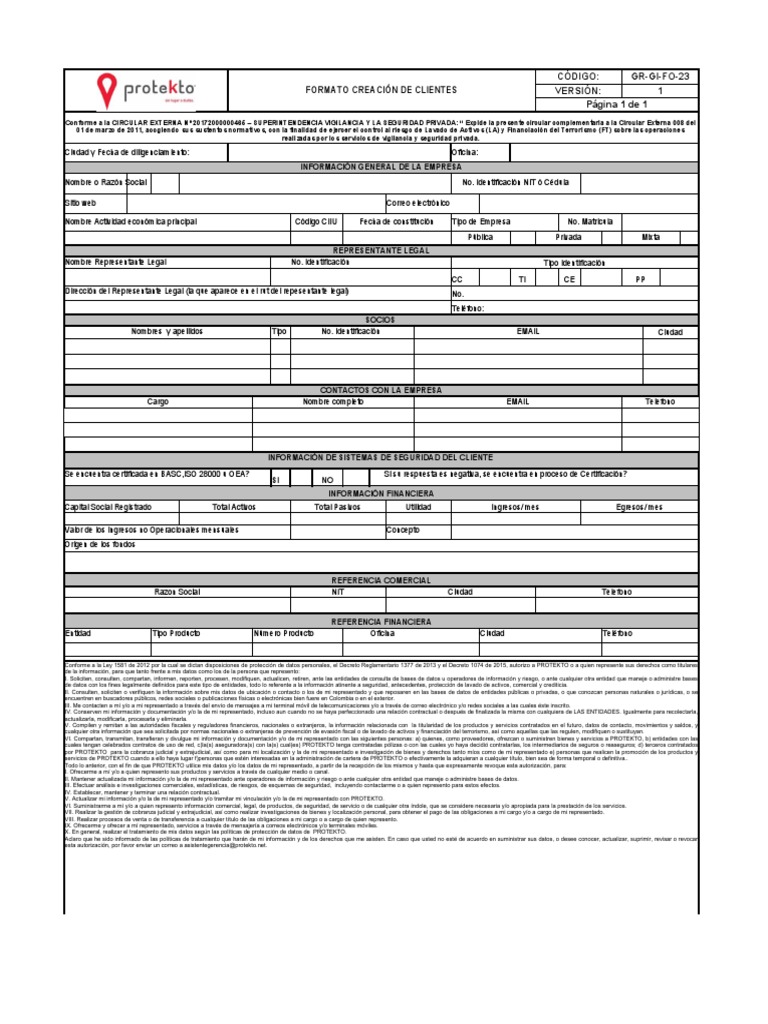 Gr-Gi-Fo-23 Formato Creacion Cliente | PDF | Seguro | Reaseguro