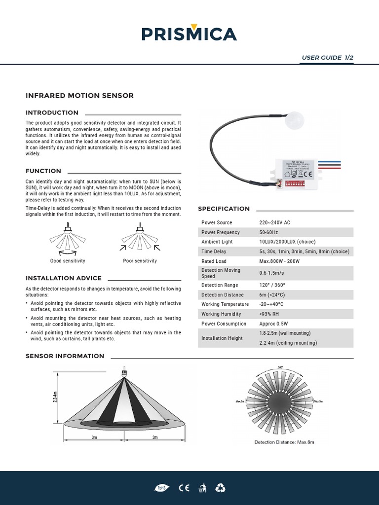 Infrared Motion Sensor Installation Guide | PDF | Infrared ...