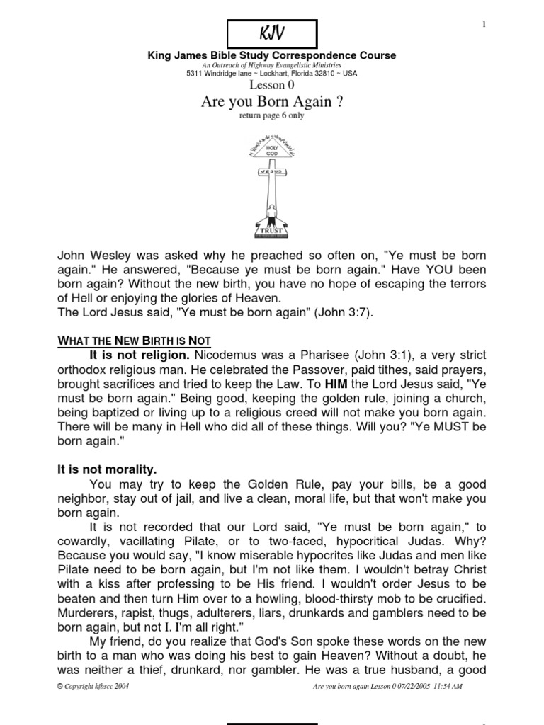 Lesson 00 Are You Born Again | PDF | Religion & Spirituality