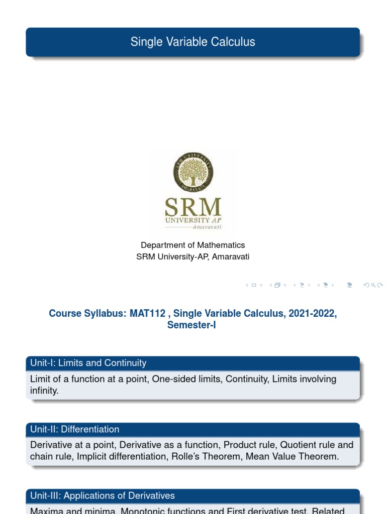 MAT112 Single Variable Calculus Guide | PDF | Derivative | Calculus