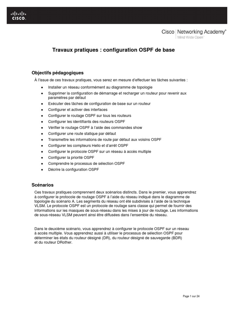 Travaux Pratiques: Configuration OSPF de Base: Objectifs Pédagogiques | PDF