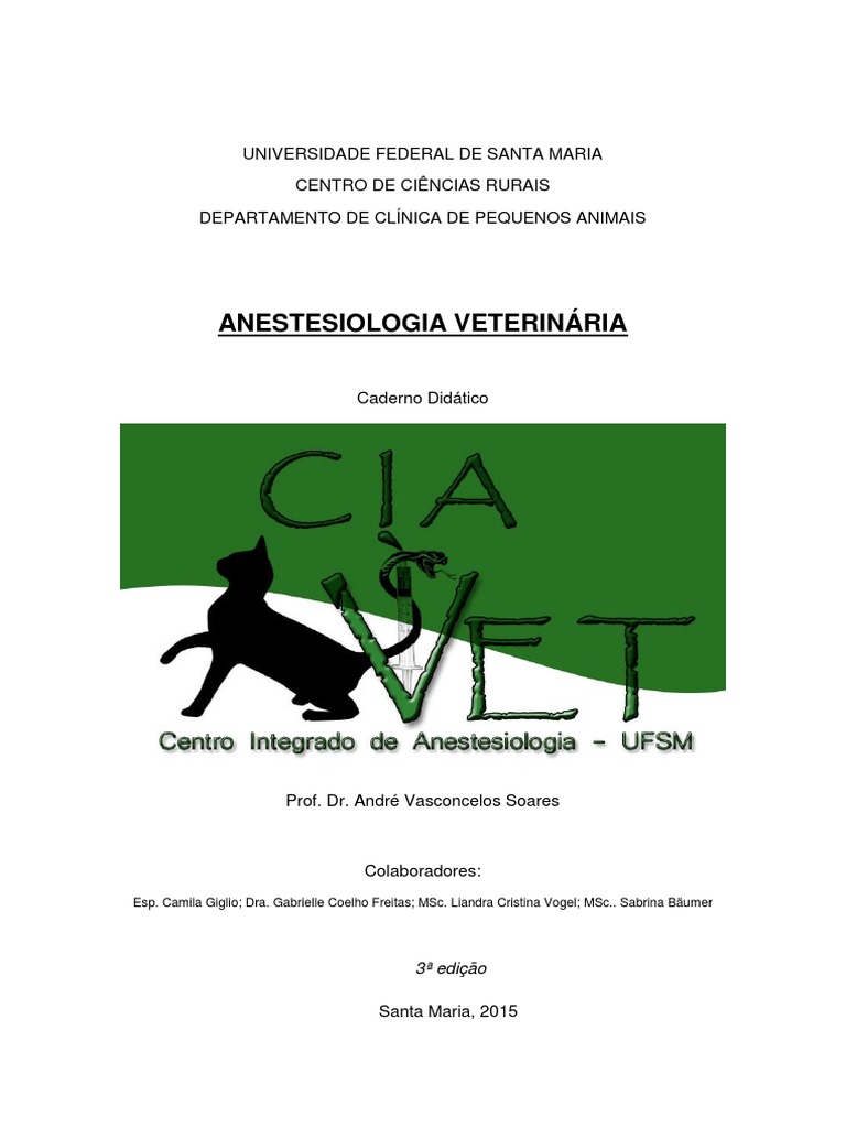 UFSM - Anestesiologia Veterinária | PDF | Norepinefrina | Anestesia