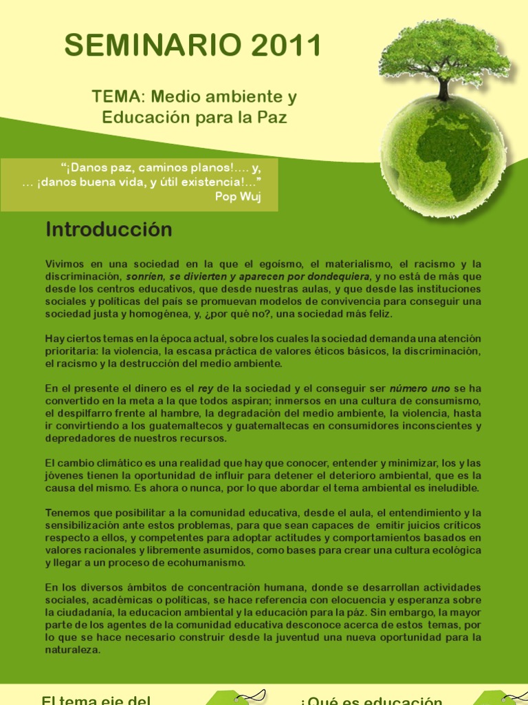 Medio Ambiente y Educación para la Paz | PDF | Movimiento ...