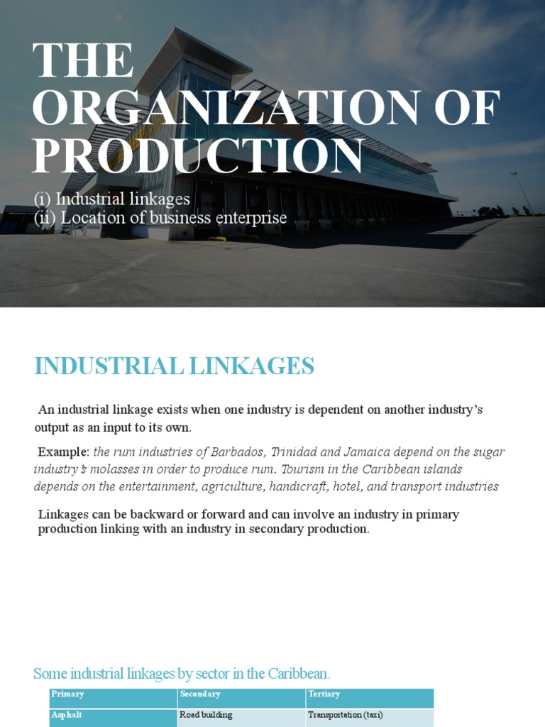 THE ORGANIZATION OF PRODUCTION-Linkage Industires and Location of ...