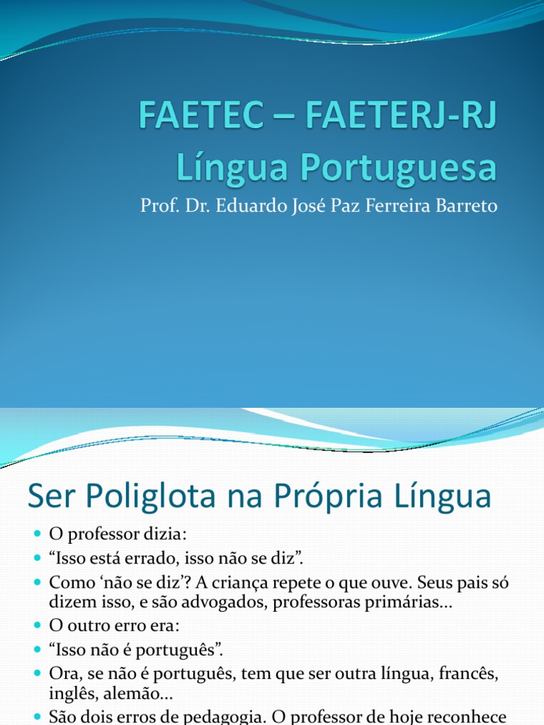 FAETERJ-Rio Língua Portuguesa 0990 | PDF | Linguística | Gramática