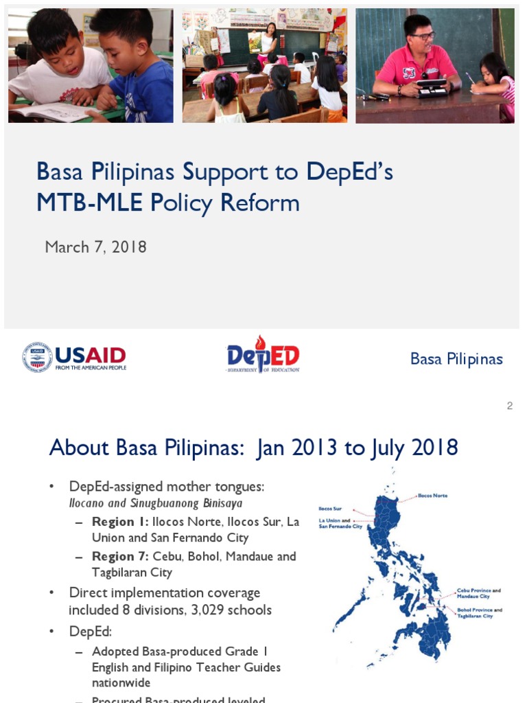Basa Pilipinas Support To Deped'S Mtb-Mle Policy Reform: March 7, 2018 ...