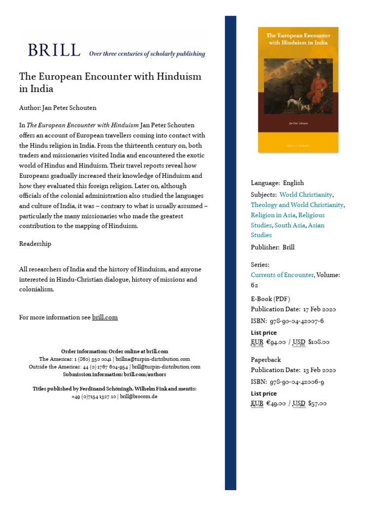The European Encounter With Hinduism in India | PDF | Religious Faiths ...