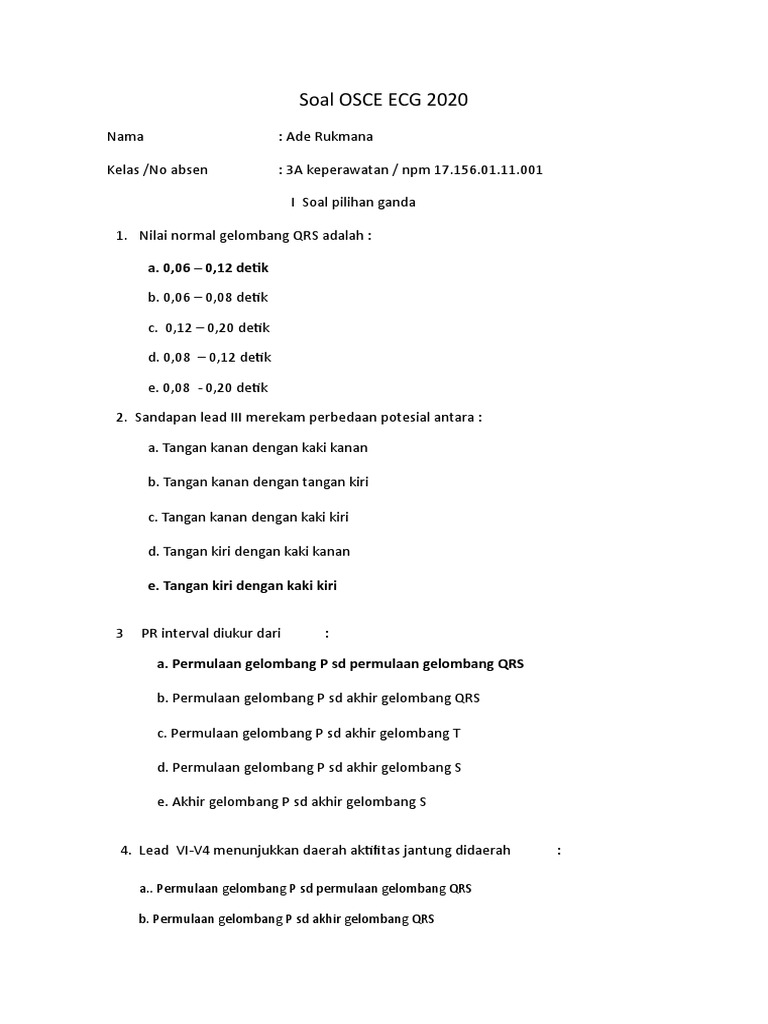 Ade Rukmana 001 Kuis Ekg | PDF