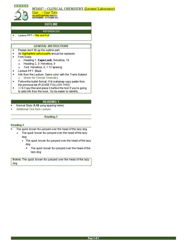 Unit - Unit Title: Outline | PDF