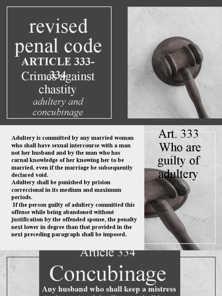 Revised Penal Code: ARTICLE 333-334 | PDF | Adultery | Marriage