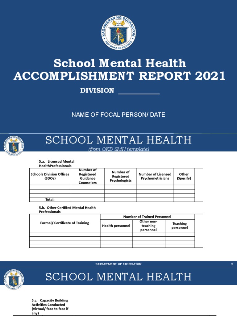 SMH Accomplishment Report 2021 | PDF | Health Care | Behavior Modification