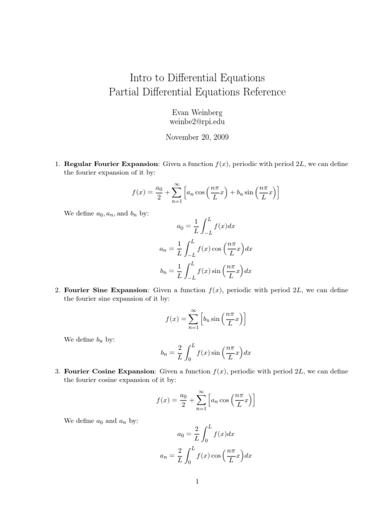Diff Eq Help Session-2 | PDF | Sine | Fourier Series