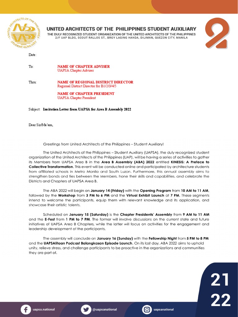 Date: To:: Name of Chapter Adviser | PDF