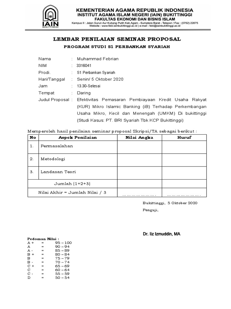 Blanko Nilai Sempro Muhammad Febrian-1 | PDF