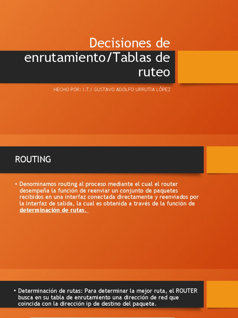 Decisiones de Enrutamiento y Tablas de Ruteo | PDF
