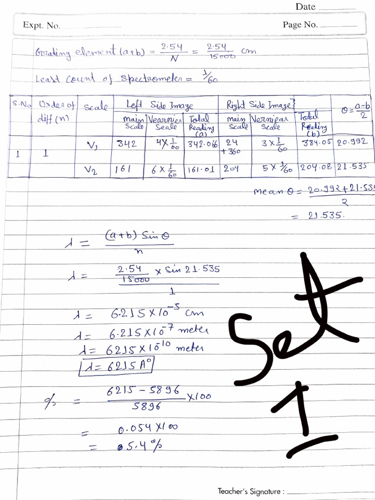 An Accurate Measurement Of The Wavelength Of Sodium Light Using A Diffraction Grating