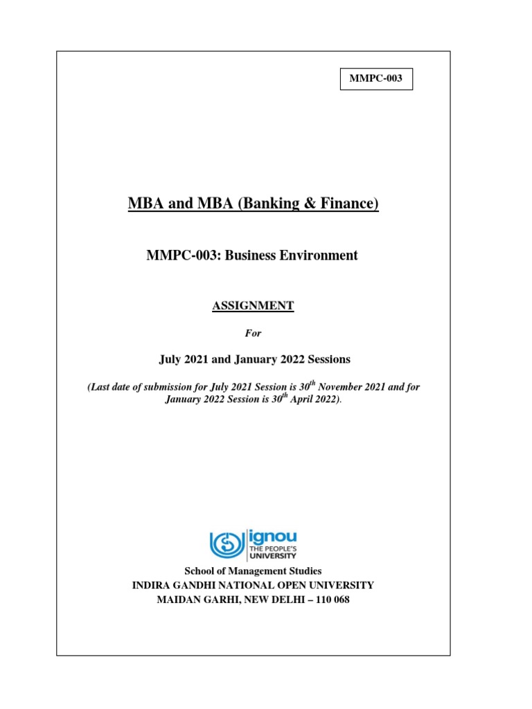 MMPC-003 Business Environment Assignment | PDF