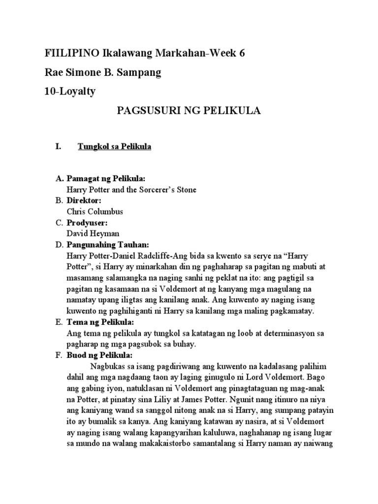 Pagsusuri NG Pelikula | PDF