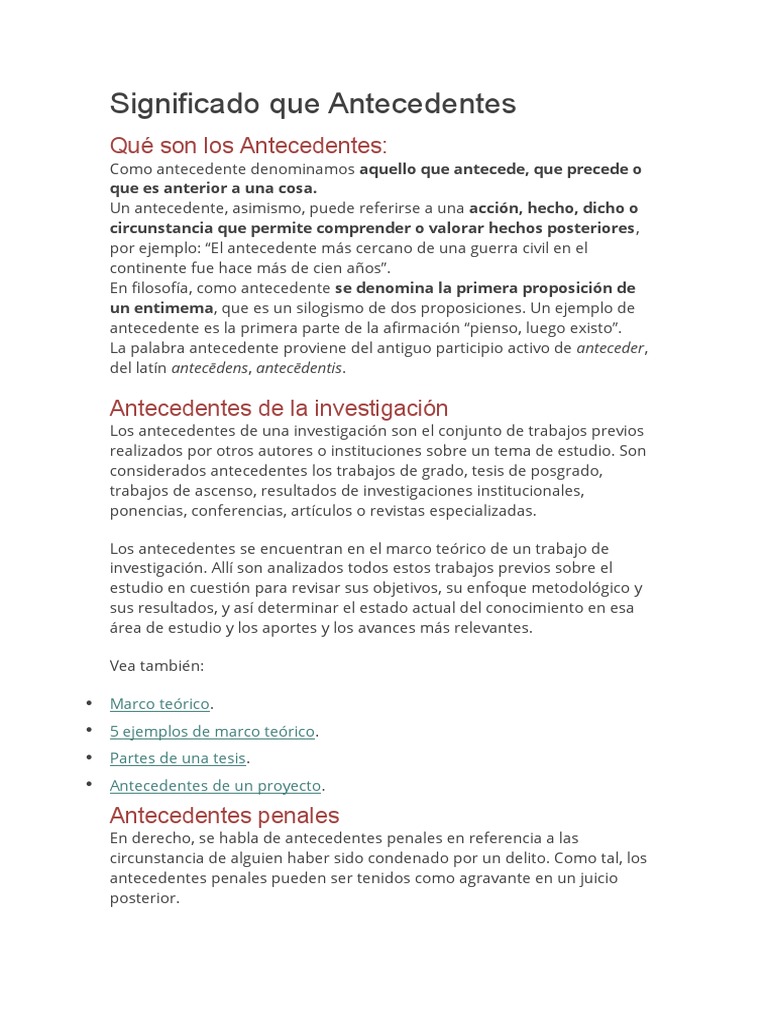 Significado Que Antecedentes | PDF