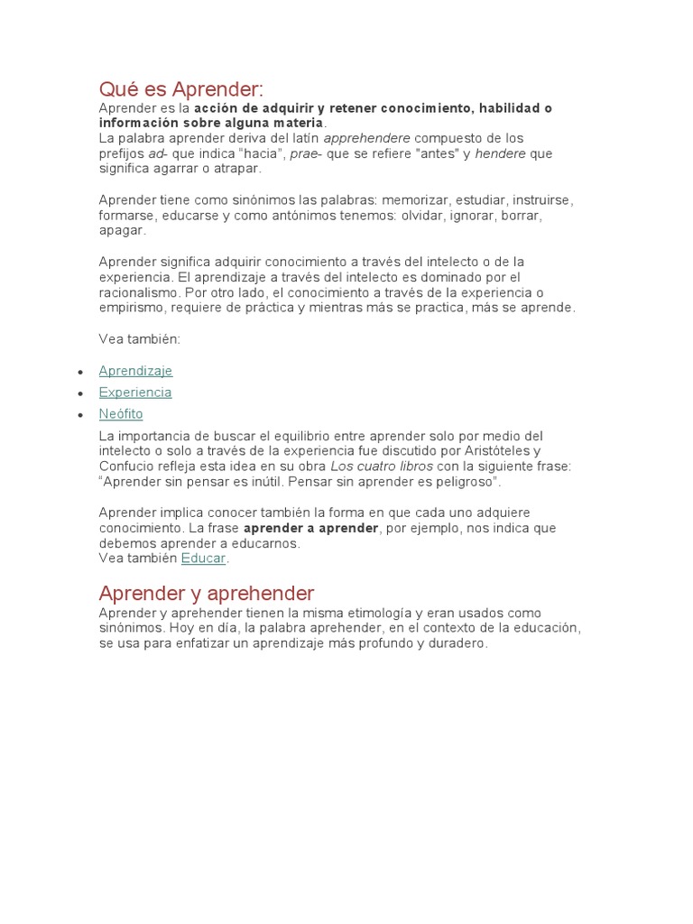 Qué Es Aprender | PDF