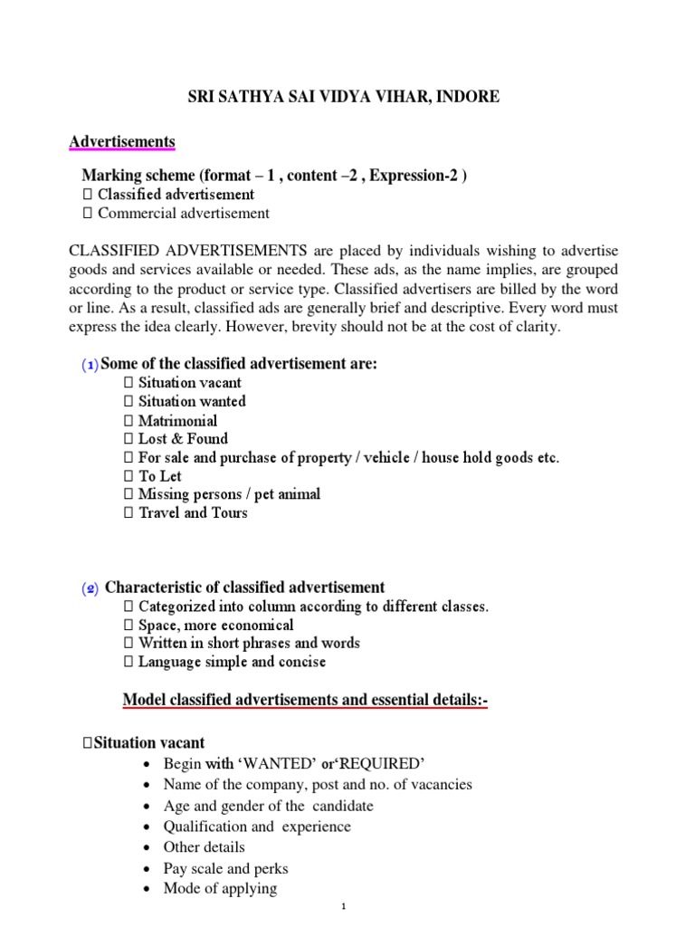 Sample Advertisements | PDF | Advertising