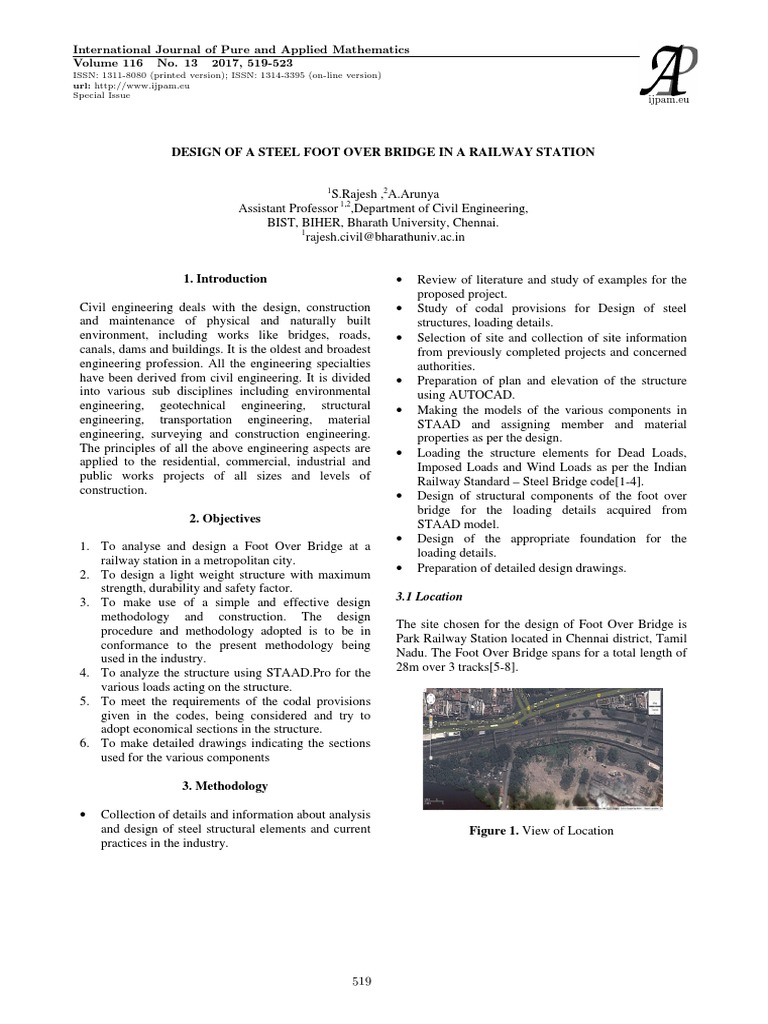 Design of A Steel Foot Over Bridge in A Railway Station | PDF | Truss ...