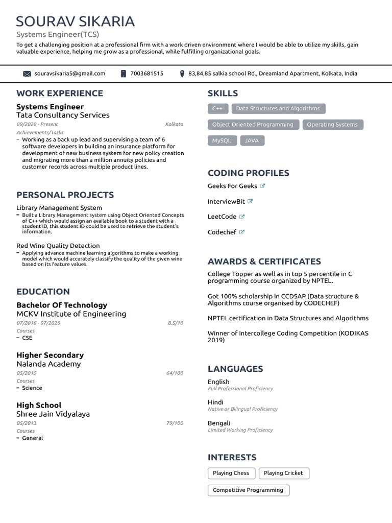 SOURAV SIKARIA Resume | PDF | Computer Programming | Computer Science
