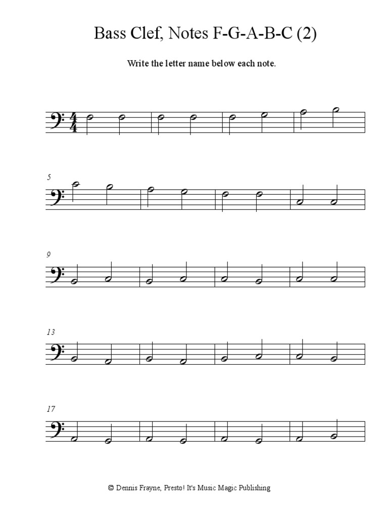 Bass+Clef+Note+Naming+Beg+F G A B C+2X | PDF