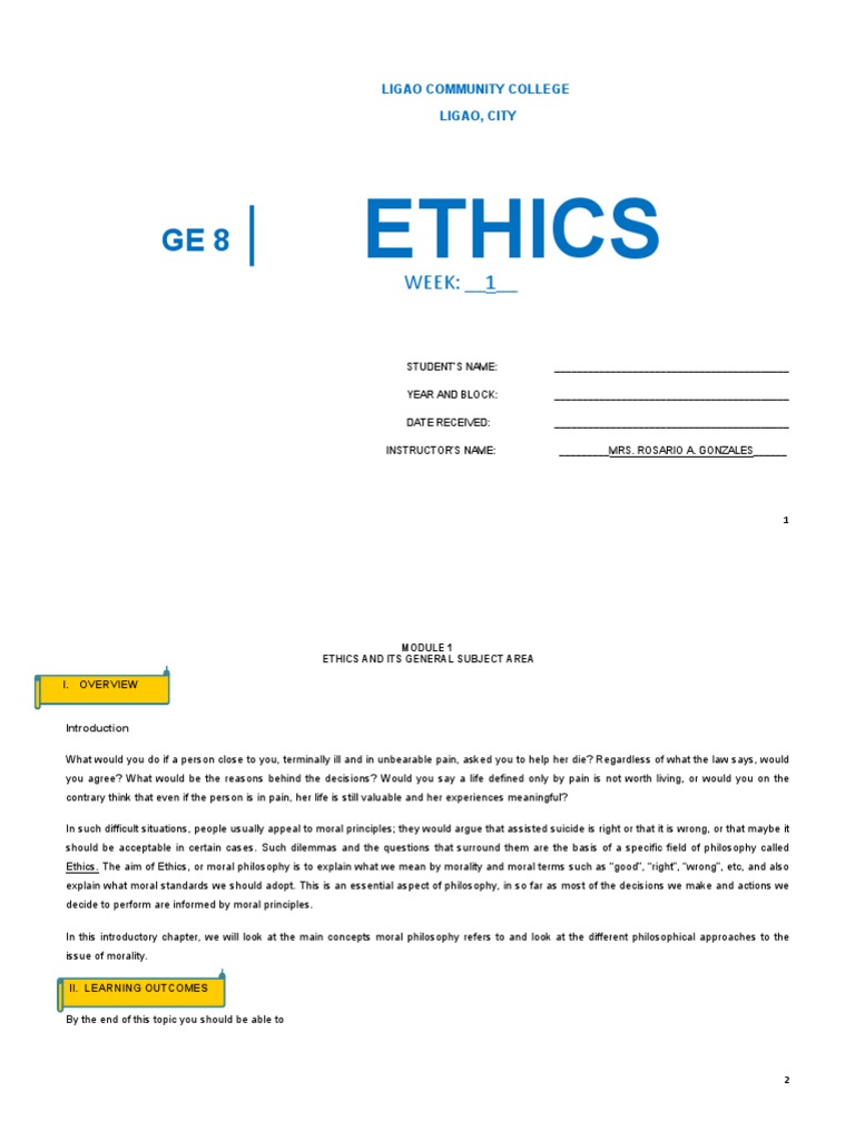Module 1 Fundamental Principle of Ethics | Download Free PDF | Morality ...