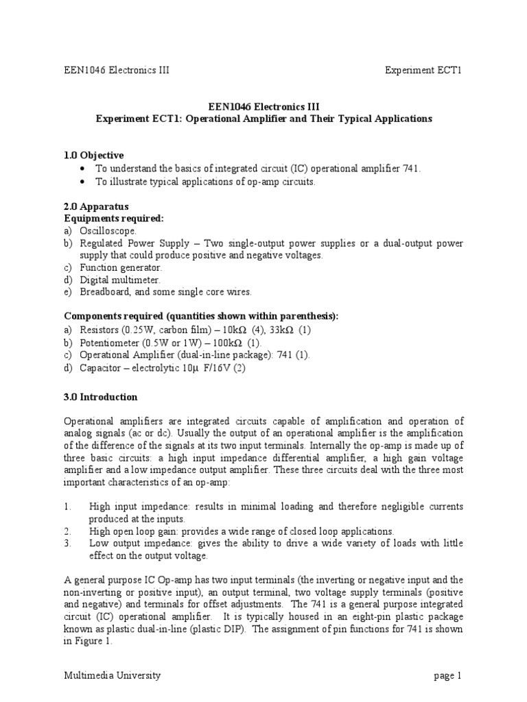 ECT1_1011 | Operational Amplifier | Amplifier