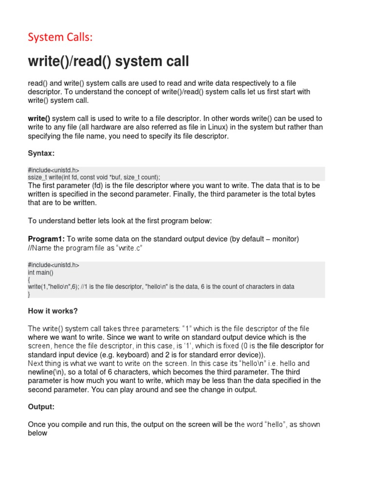 System Calls Os Lab Pdf Parameter Computer Programming Pointer 0230