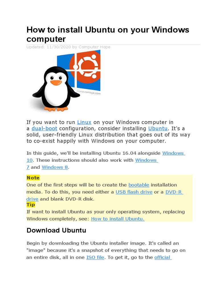 Install Ubuntu Alongside Windows | PDF | Booting | Installation (Computer Programs)