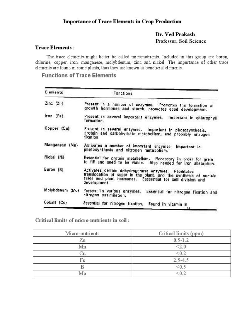 Importance of Trace Elements | PDF | Micronutrient | Nutrients