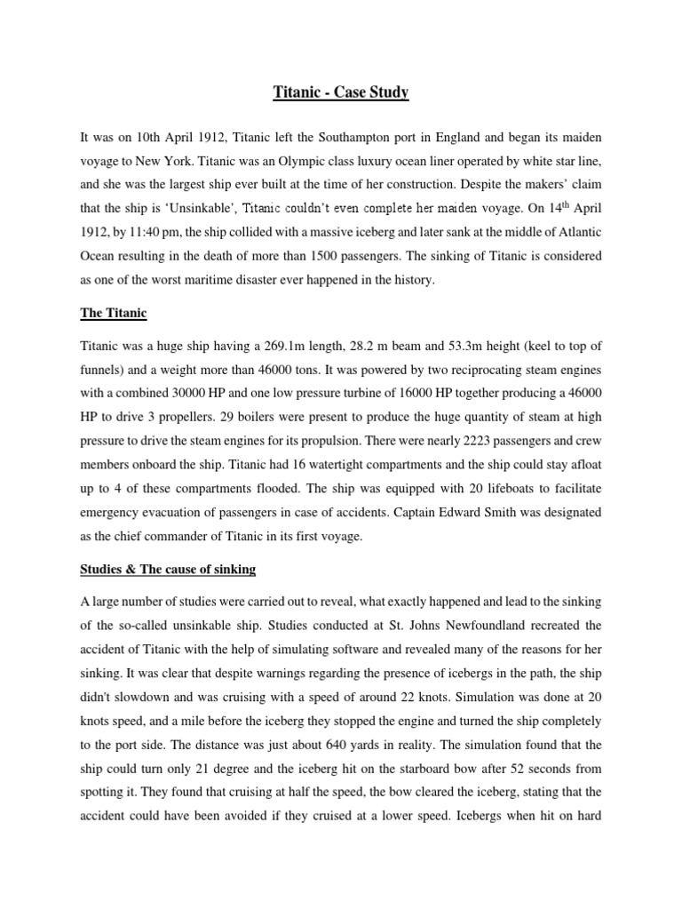 Titanic - Case Study | Descargar gratis PDF | Watercraft | Ships