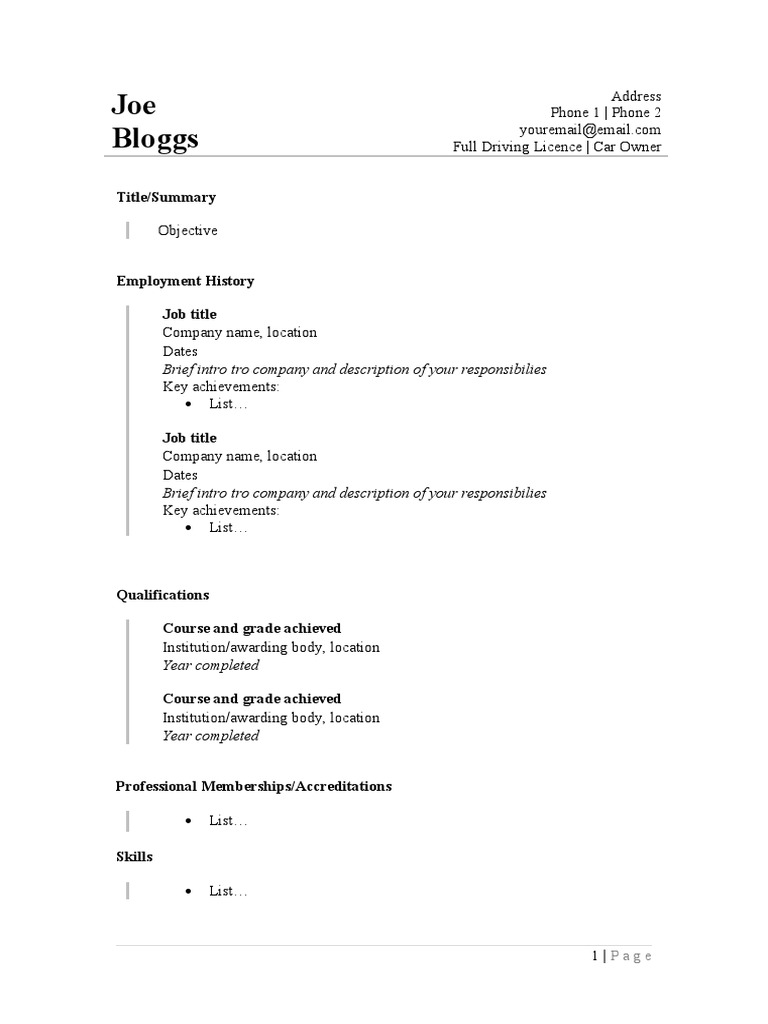 Simple Garamond Cv Template Cv Template Master - vrogue.co
