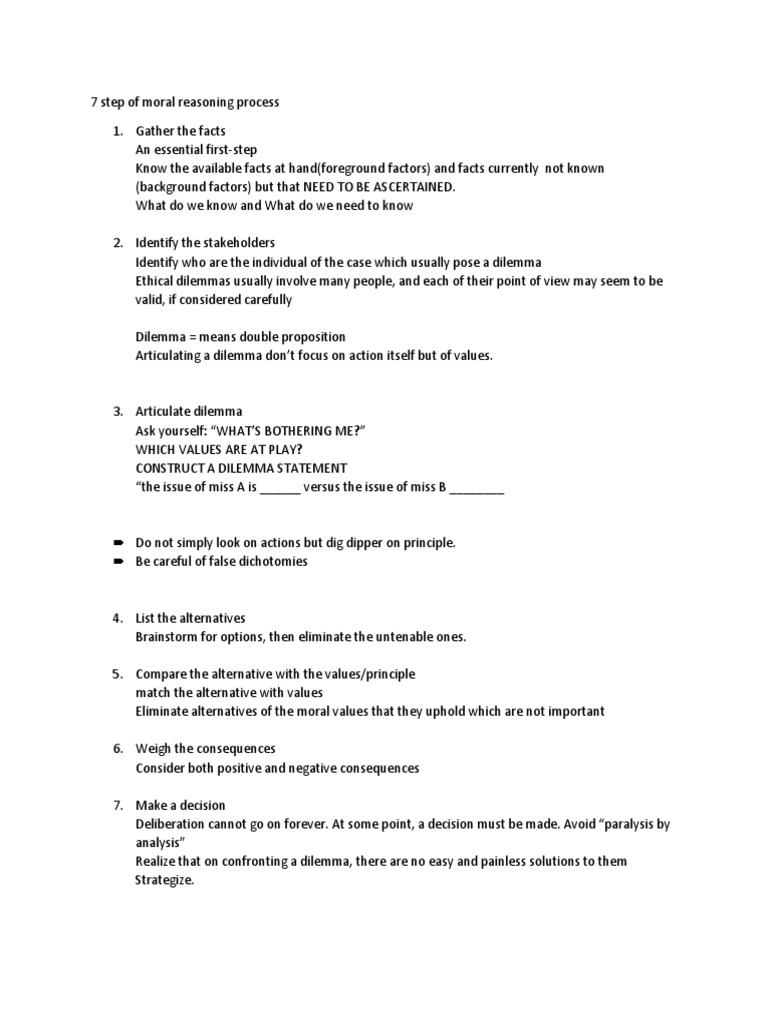 7 Step of Moral Reasoning Process | PDF