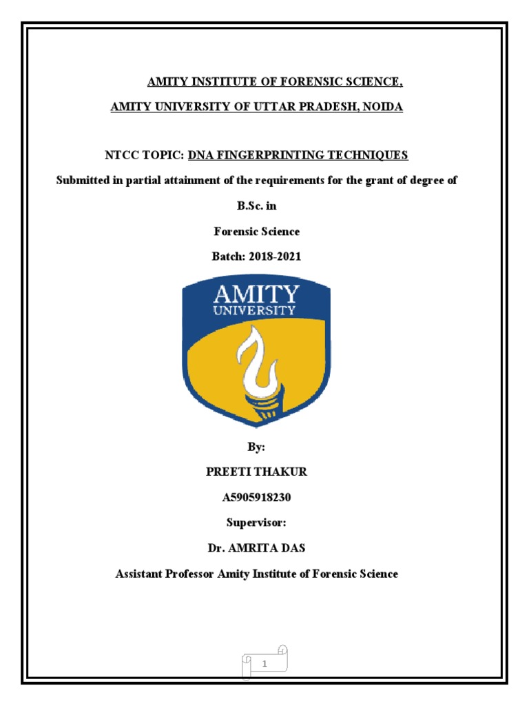 Preeti Thakur NTCC Ffinal | PDF | Dna Profiling | Life Sciences