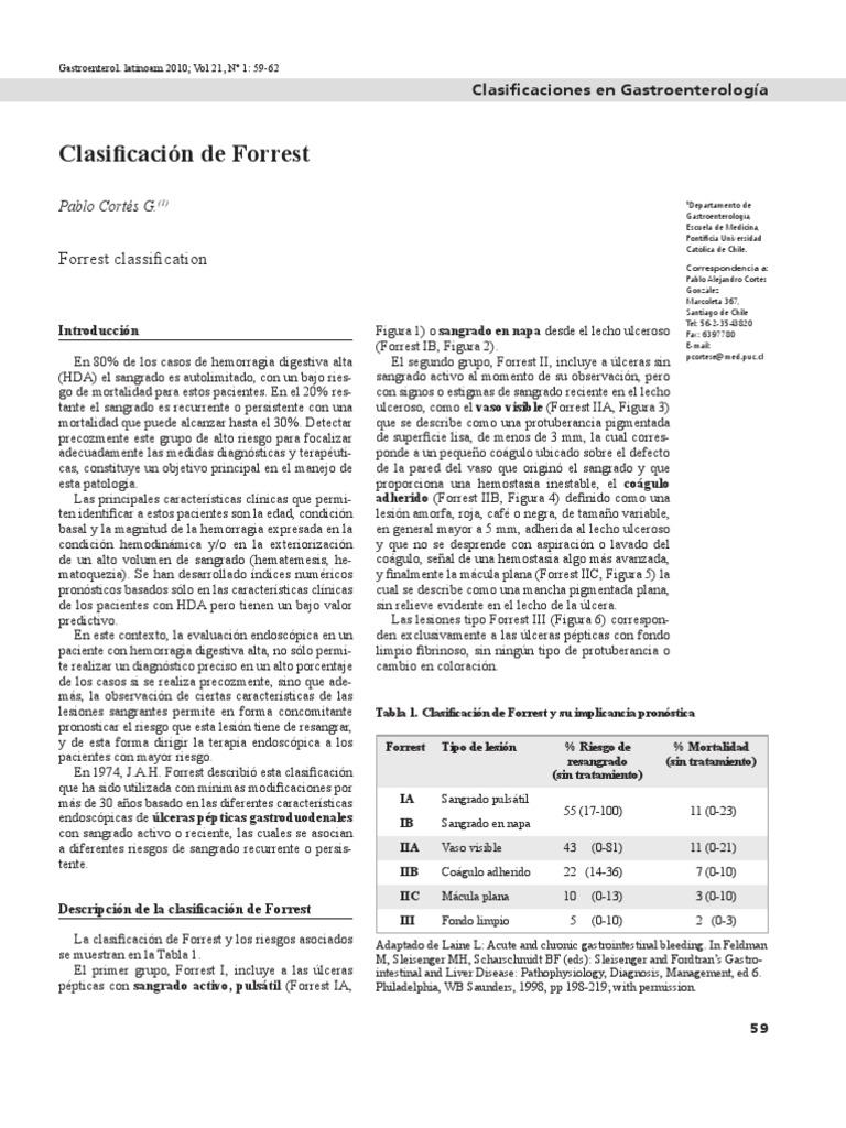 Clasificación de Forrest | PDF | Gastroenterología | Medicina CLINICA