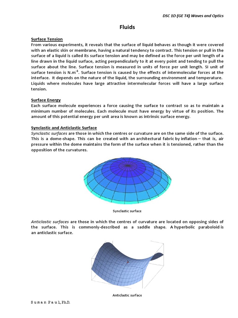DSC 1D Waves and Optics Surface Tension | PDF | Surface Tension | Liquids