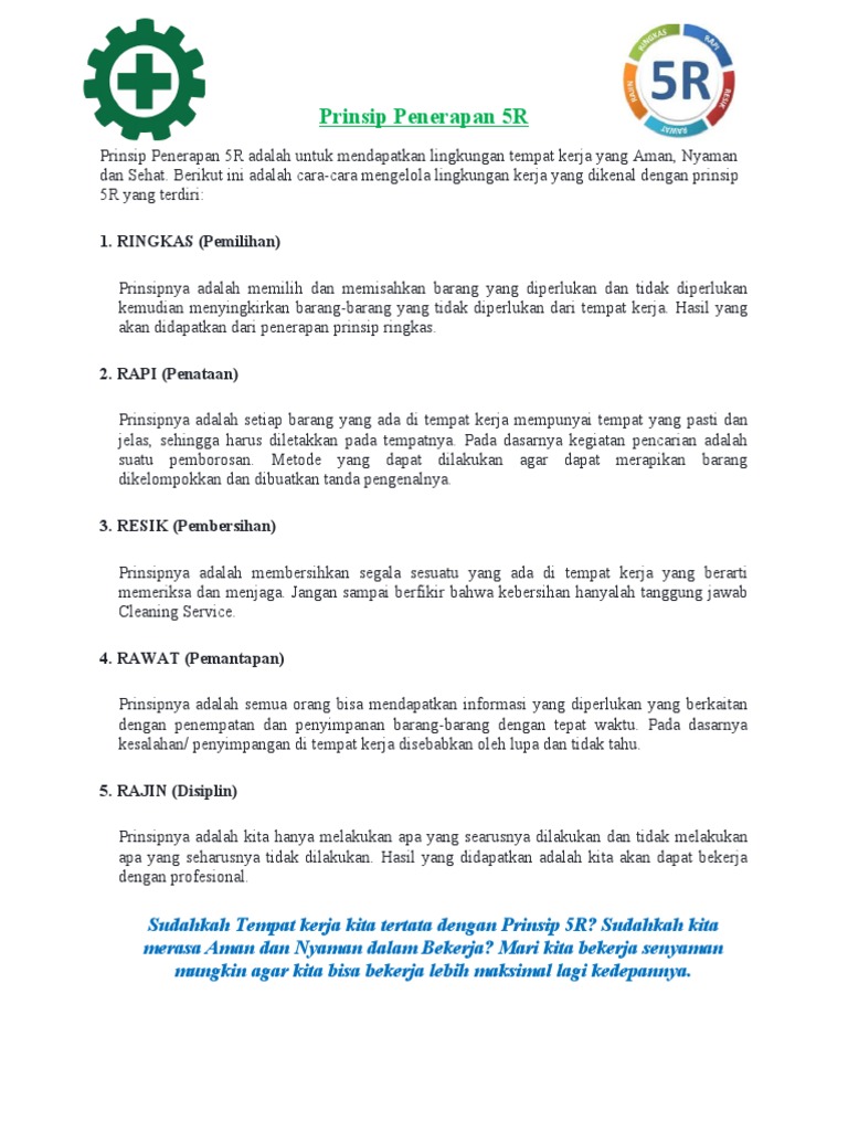 Materi Safety Talk Prinsip Penerapan 5R | PDF