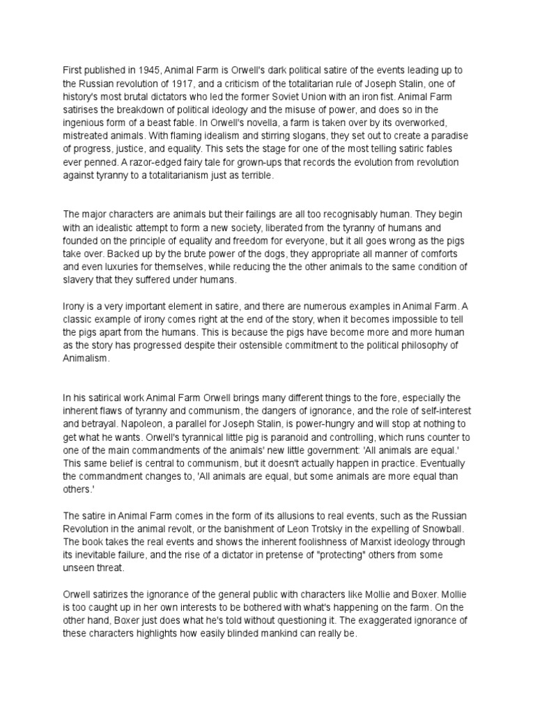 Animal Farm As A Political Satire | PDF | Communism | Satire