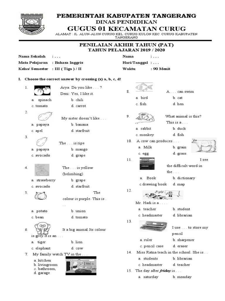 Soal Kelas 3 PAT | PDF | Fruit | Edible Fruits