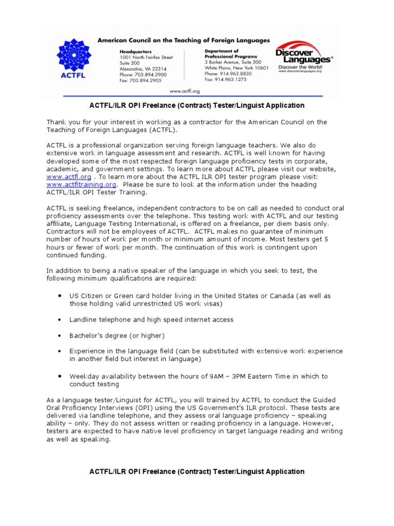 ILR Linguist Application | PDF | Software Testing | Second Language