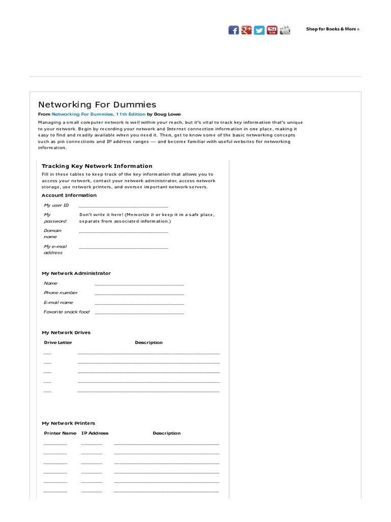 5 Networking For Dummies Cheat Sheet - Navid 323195.HTML | PDF ...