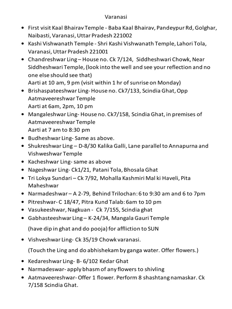 Varanasi Temples | PDF