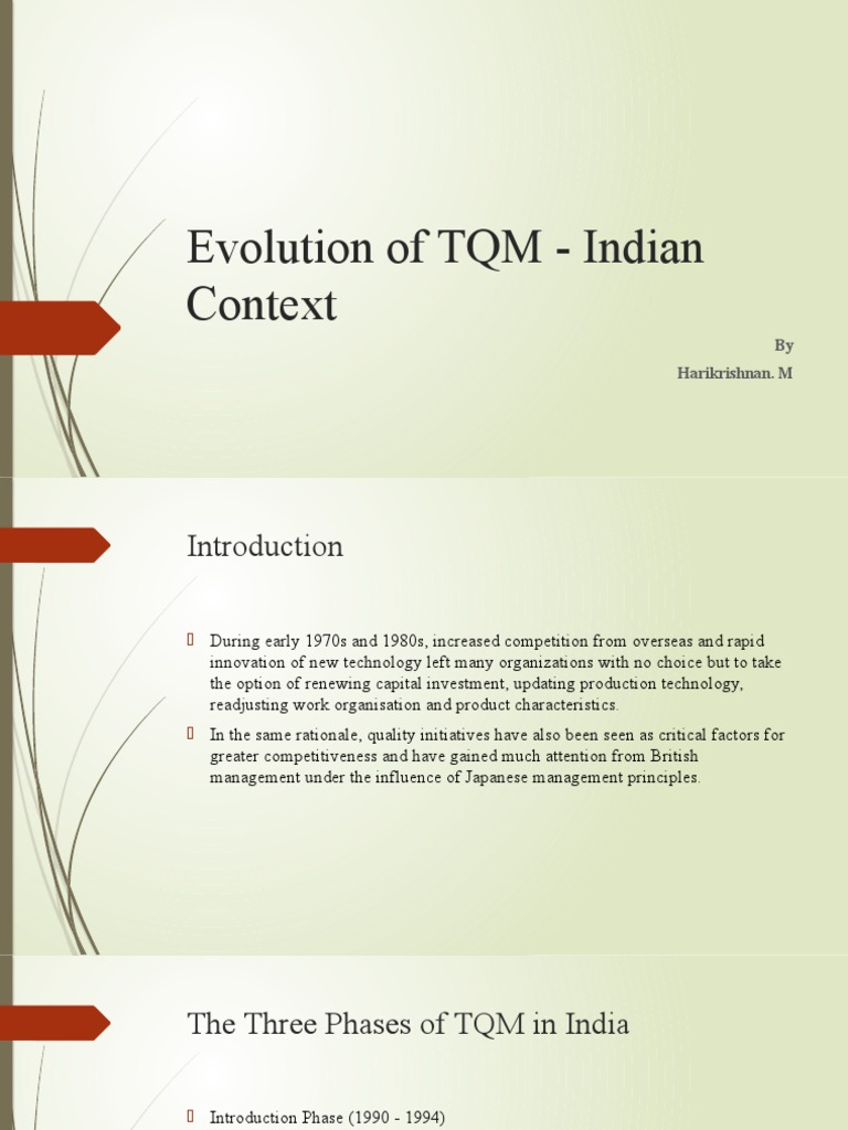 Evolution of TQM - Indian Context | PDF | Japan | Innovation