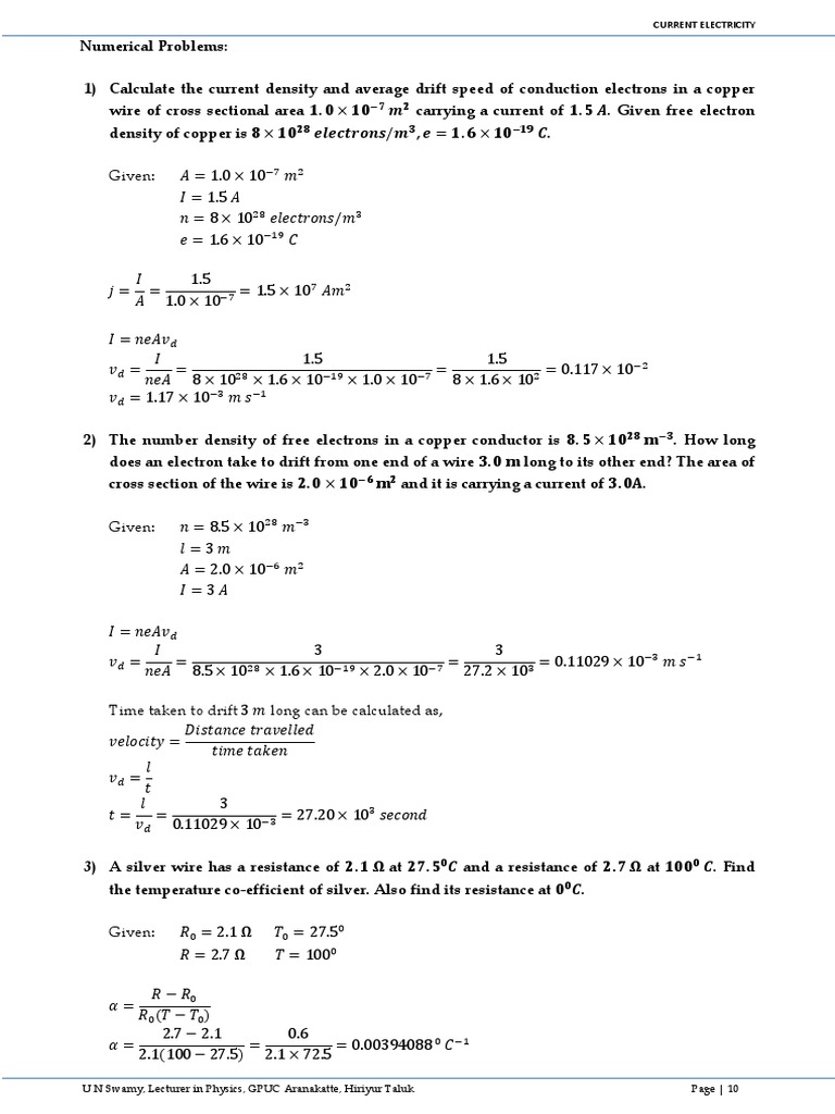 Ch3 Problem Current Electricity Q A | PDF | Series And Parallel ...