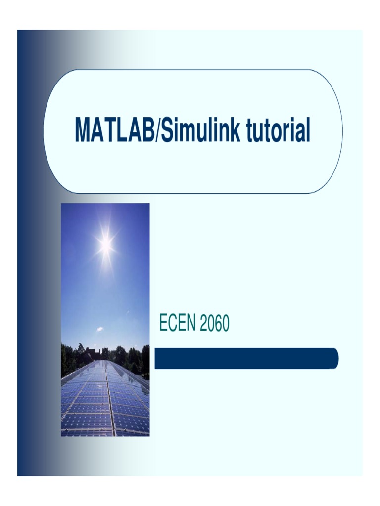 1 hMATLAB - Simulink - Tutorial | PDF | Matlab | Simulation